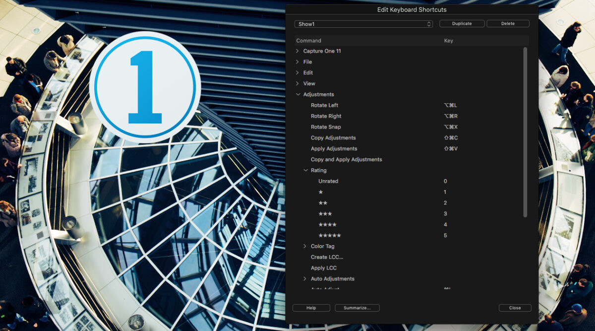 Capture One Custom Keyboard Shortcuts