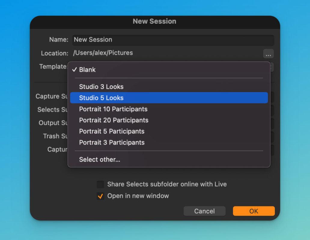 Working with Session and Catalog Templates in Capture One